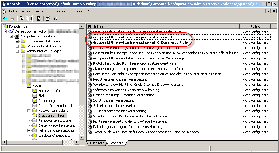 digital LABS - Intervall der Aktualisierung der Gruppenrichlinien